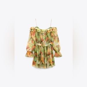 Zara | Dresses | Zara Ruffled And Tulle Dress | Poshmark